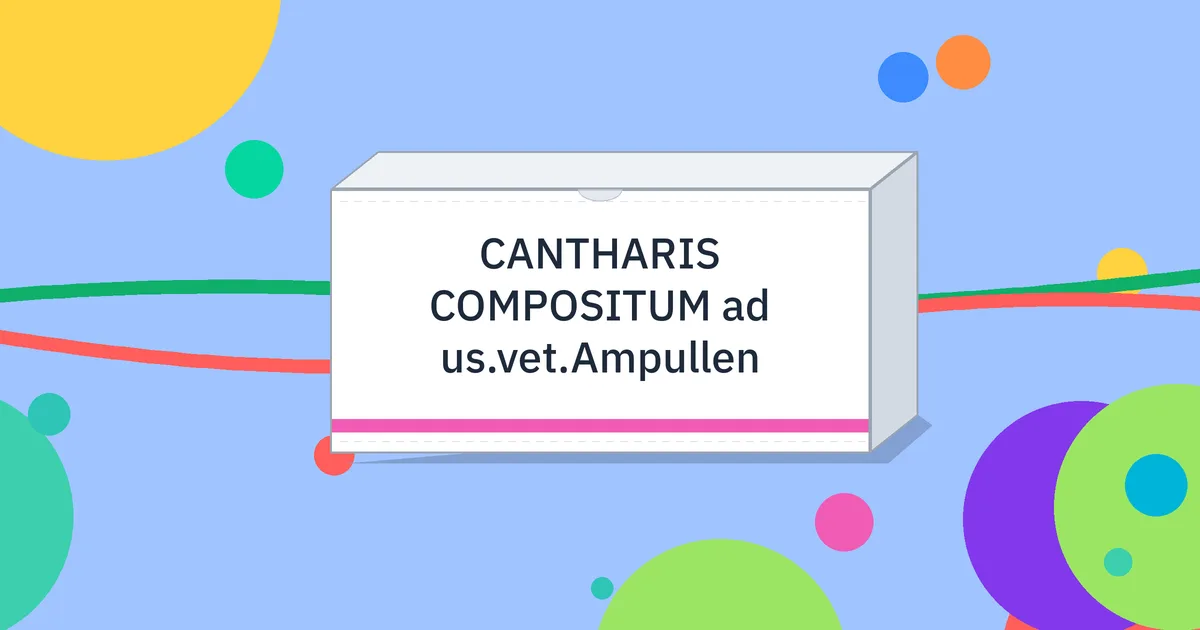 Symbolbild: Packung mit der Aufschrift CANTHARIS COMPOSITUM ad us.vet.Ampullen (PZN 02768981) – Verfügbarkeit und Bezug in Apotheken in Frankfurt am Main