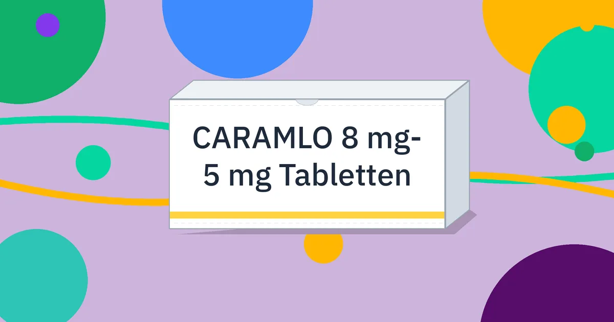 Symbolbild: Packung mit der Aufschrift CARAMLO 8 mg-5 mg Tabletten (PZN 19423223) – Verfügbarkeit und Bezug in Apotheken in Frankfurt am Main
