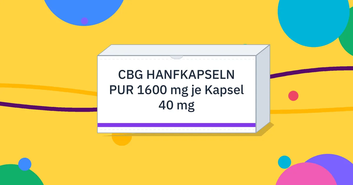 Symbolbild: Packung mit der Aufschrift CBG HANFKAPSELN PUR 1600 mg je Kapsel 40 mg (PZN 15615612) – Verfügbarkeit und Bezug in Apotheken in Frankfurt am Main
