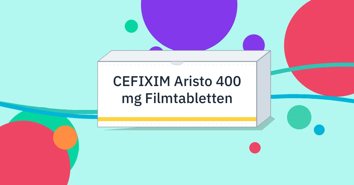 Symbolbild: Packung mit der Aufschrift CEFIXIM Aristo 400 mg Filmtabletten (PZN 19205874) – Verfügbarkeit und Bezug in Apotheken in Frankfurt am Main