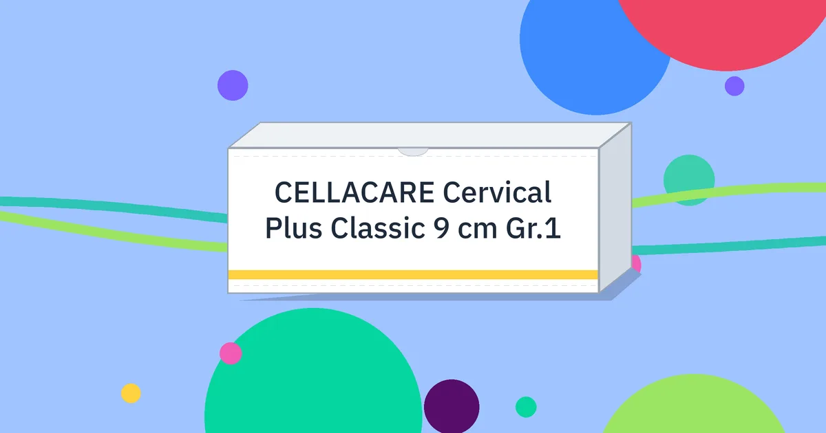 Symbolbild: Packung mit der Aufschrift CELLACARE Cervical Plus Classic 9 cm Gr.1 (PZN 11125087) – Verfügbarkeit und Bezug in Apotheken in Frankfurt am Main