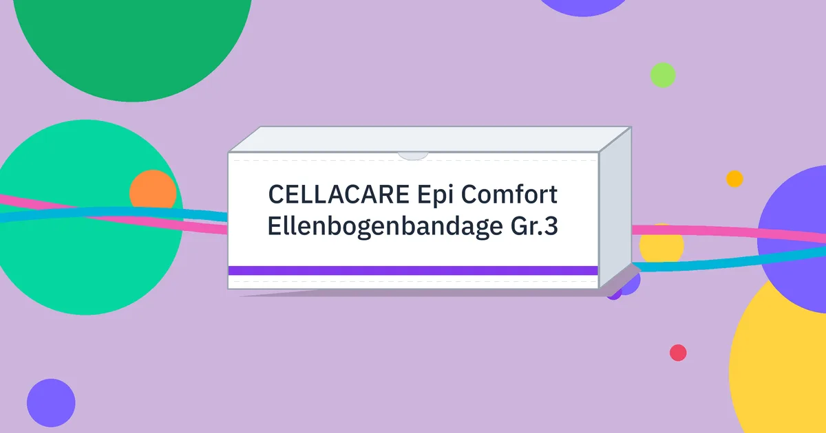 Symbolbild: Packung mit der Aufschrift CELLACARE Epi Comfort Ellenbogenbandage Gr.3 (PZN 11660969) – Verfügbarkeit und Bezug in Apotheken in Frankfurt am Main