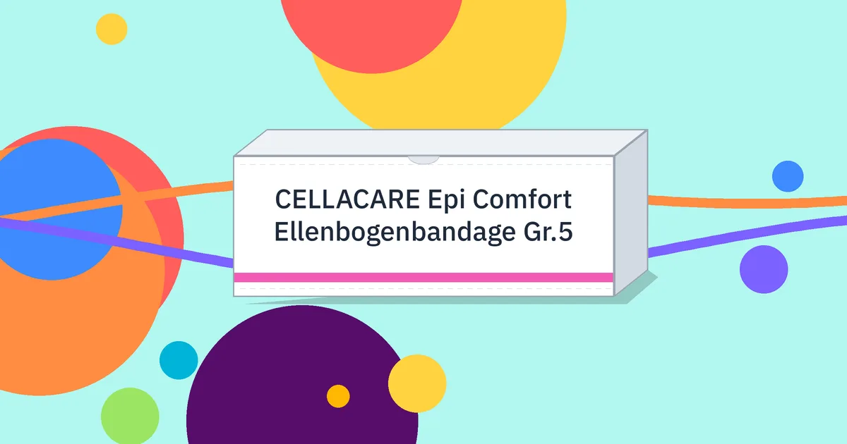 Symbolbild: Packung mit der Aufschrift CELLACARE Epi Comfort Ellenbogenbandage Gr.5 (PZN 20549604) – Verfügbarkeit und Bezug in Apotheken in Frankfurt am Main