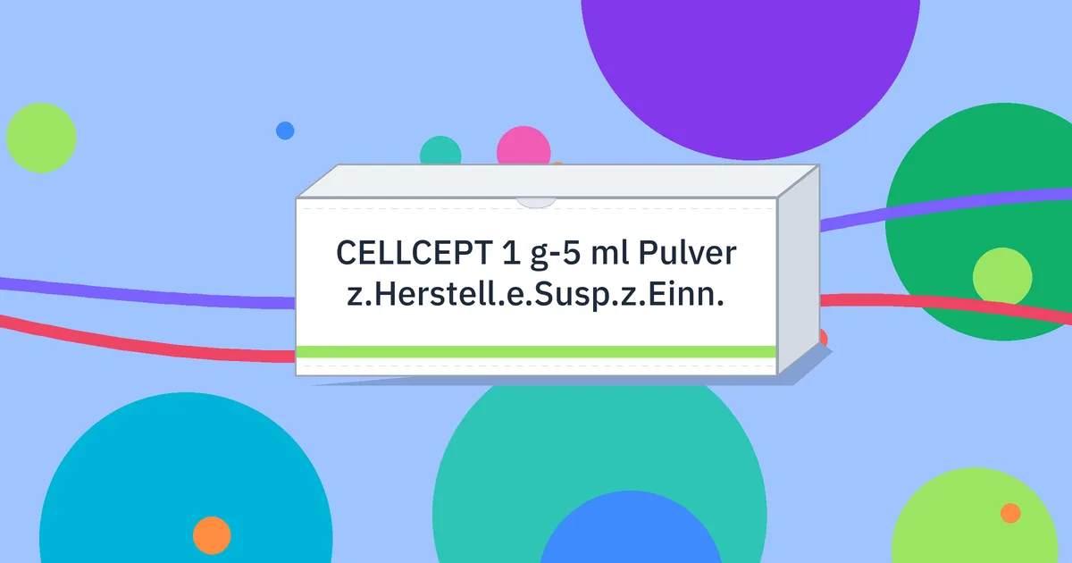 Symbolbild: Packung mit der Aufschrift CELLCEPT 1 g-5 ml Pulver z.Herstell.e.Susp.z.Einn. (PZN 01485608) – Verfügbarkeit und Bezug in Apotheken in Frankfurt am Main