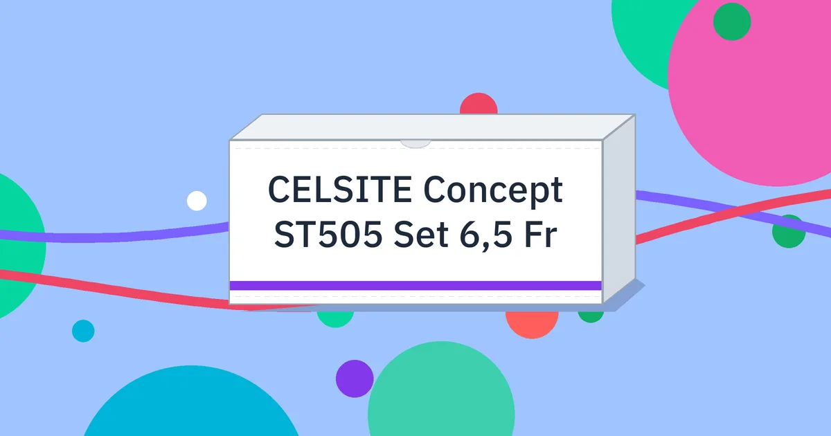 Symbolbild: Packung mit der Aufschrift CELSITE Concept ST505 Set 6,5 Fr (PZN 05894686) – Verfügbarkeit und Bezug in Apotheken in Frankfurt am Main