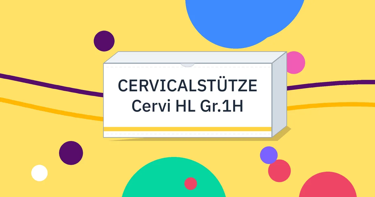 Symbolbild: Packung mit der Aufschrift CERVICALSTÜTZE Cervi HL Gr.1H (PZN 02885474) – Verfügbarkeit und Bezug in Apotheken in Frankfurt am Main