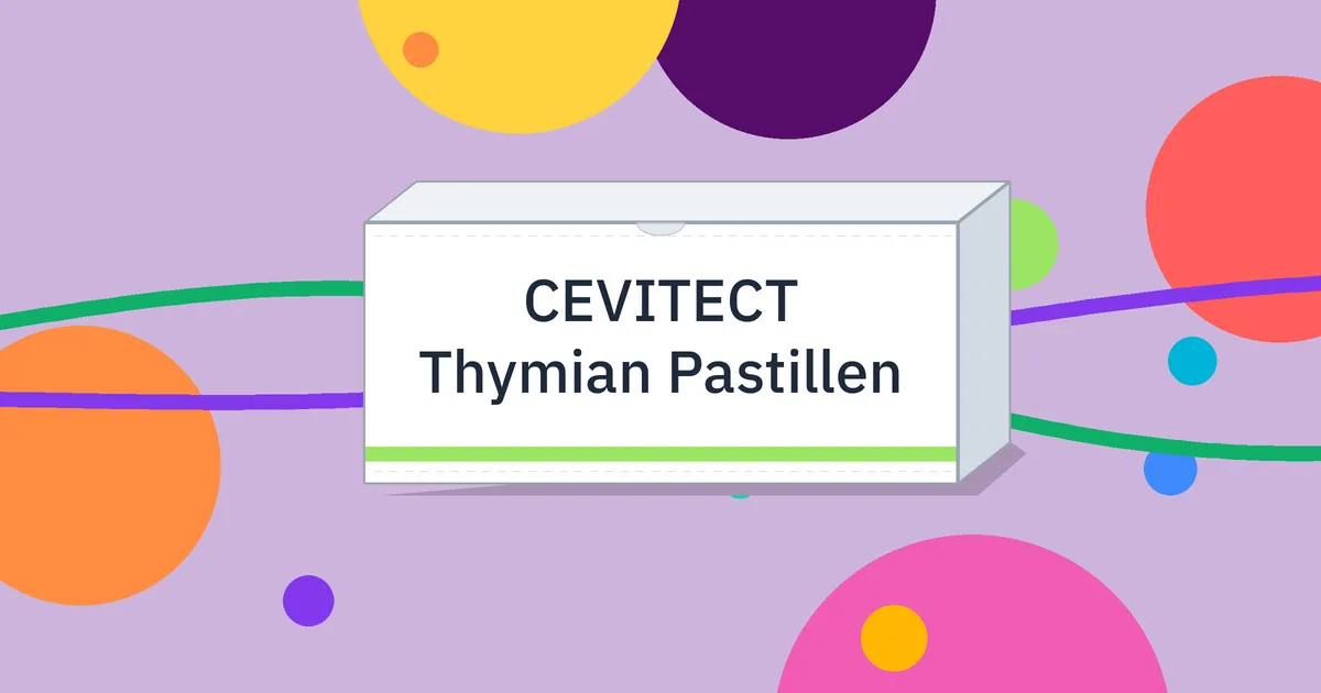 Symbolbild: Packung mit der Aufschrift CEVITECT Thymian Pastillen (PZN 04869924) – Verfügbarkeit und Bezug in Apotheken in Frankfurt am Main