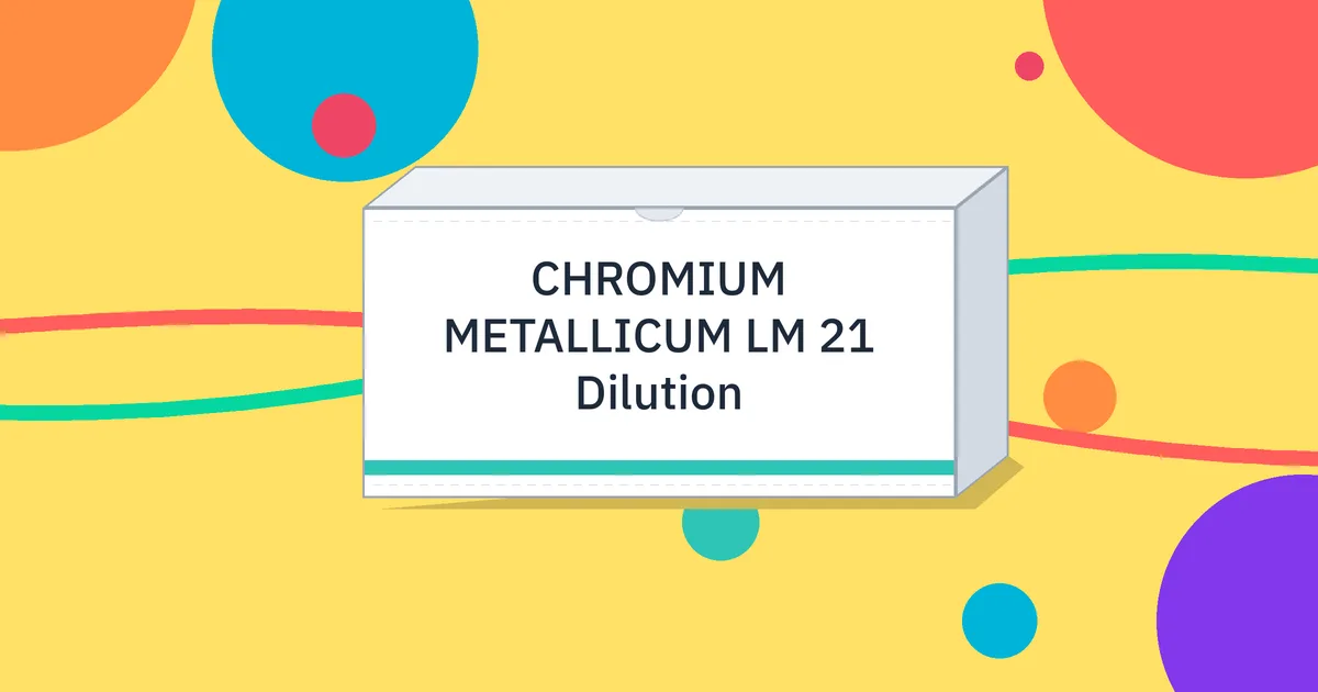 Symbolbild: Packung mit der Aufschrift CHROMIUM METALLICUM LM 21 Dilution (PZN 12817901) – Verfügbarkeit und Bezug in Apotheken in Frankfurt am Main