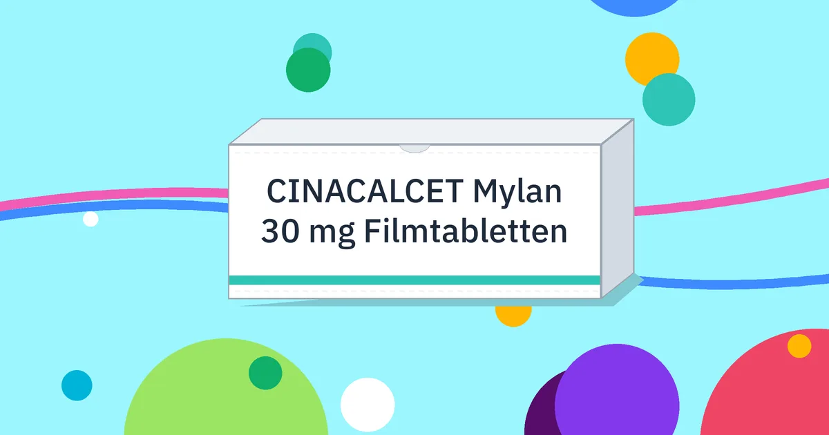 Symbolbild: Packung mit der Aufschrift CINACALCET Mylan 30 mg Filmtabletten (PZN 16036709) – Verfügbarkeit und Bezug in Apotheken in Frankfurt am Main
