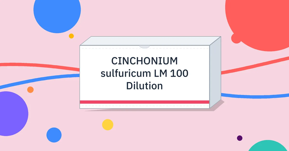 Symbolbild: Packung mit der Aufschrift CINCHONIUM sulfuricum LM 100 Dilution (PZN 13446714) – Verfügbarkeit und Bezug in Apotheken in Frankfurt am Main