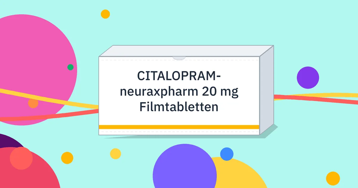 Symbolbild: Packung mit der Aufschrift CITALOPRAM-neuraxpharm 20 mg Filmtabletten (PZN 02136347) – Verfügbarkeit und Bezug in Apotheken in Frankfurt am Main