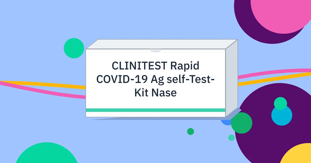 Symbolbild: Packung mit der Aufschrift CLINITEST Rapid COVID-19 Ag self-Test-Kit Nase (PZN 17262388) – Verfügbarkeit und Bezug in Apotheken in Frankfurt am Main