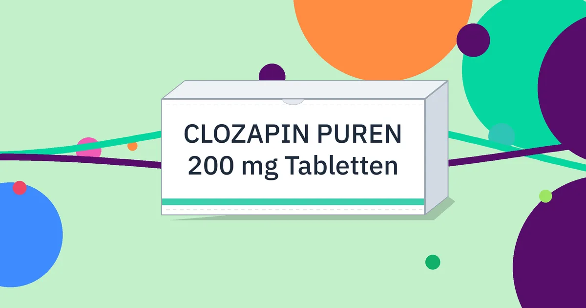 Symbolbild: Packung mit der Aufschrift CLOZAPIN PUREN 200 mg Tabletten (PZN 15237110) – Verfügbarkeit und Bezug in Apotheken in Frankfurt am Main