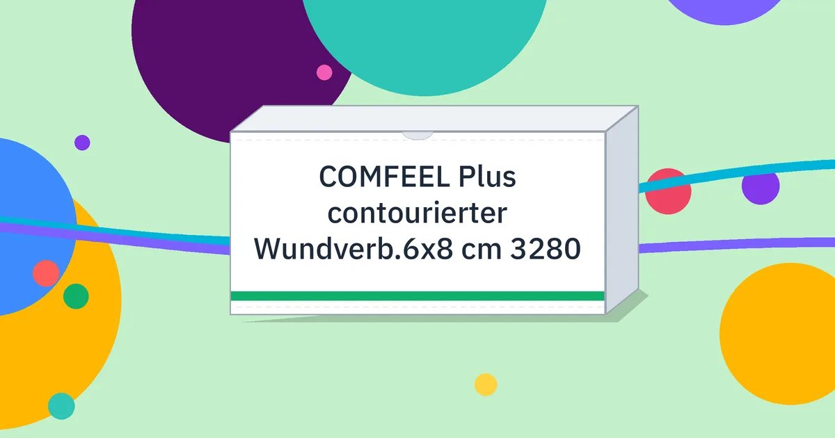 Symbolbild: Packung mit der Aufschrift COMFEEL Plus contourierter Wundverb.6x8 cm 3280 (PZN 09892655) – Verfügbarkeit und Bezug in Apotheken in Frankfurt am Main
