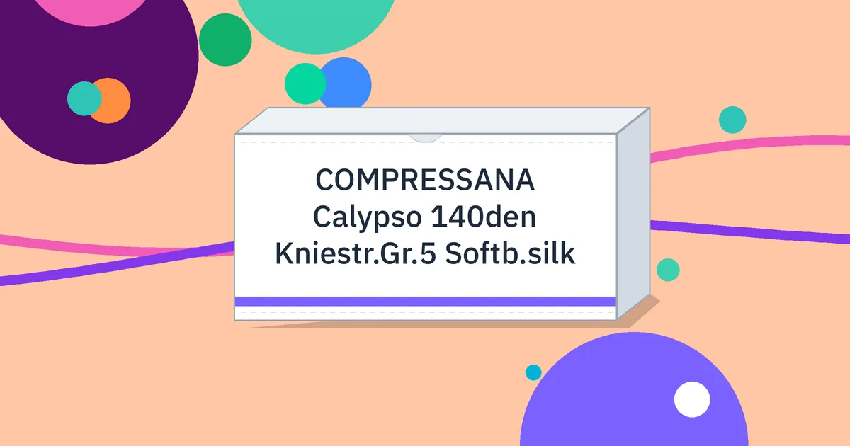 Symbolbild: Packung mit der Aufschrift COMPRESSANA Calypso 140den Kniestr.Gr.5 Softb.silk (PZN 01880730) – Verfügbarkeit und Bezug in Apotheken in Frankfurt am Main