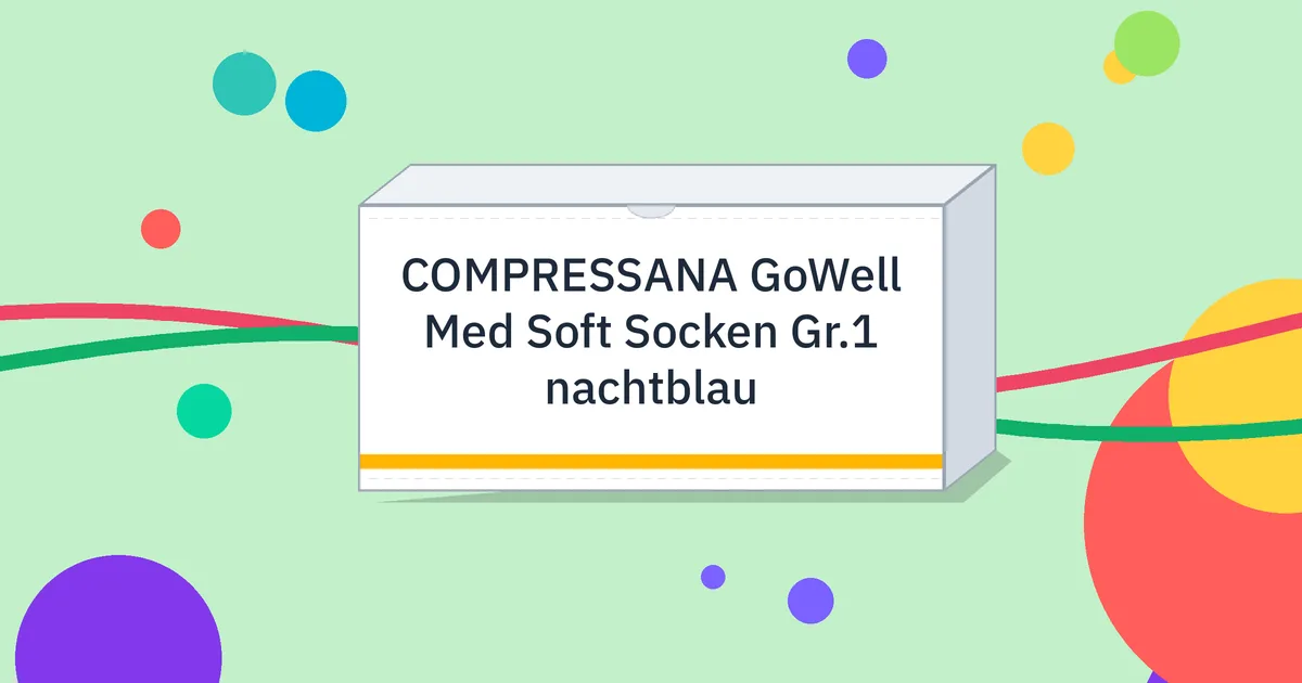 Symbolbild: Packung mit der Aufschrift COMPRESSANA GoWell Med Soft Socken Gr.1 nachtblau (PZN 03413599) – Verfügbarkeit und Bezug in Apotheken in Frankfurt am Main