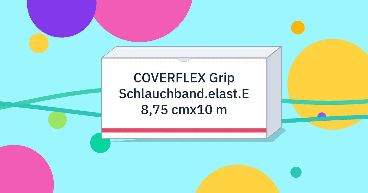 Symbolbild: Packung mit der Aufschrift COVERFLEX Grip Schlauchband.elast.E 8,75 cmx10 m (PZN 13971343) – Verfügbarkeit und Bezug in Apotheken in Frankfurt am Main