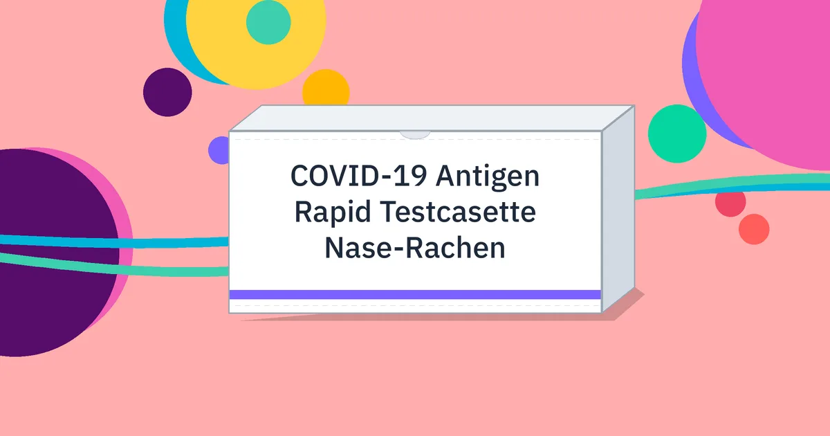 Symbolbild: Packung mit der Aufschrift COVID-19 Antigen Rapid Testcasette Nase-Rachen (PZN 17267612) – Verfügbarkeit und Bezug in Apotheken in Frankfurt am Main