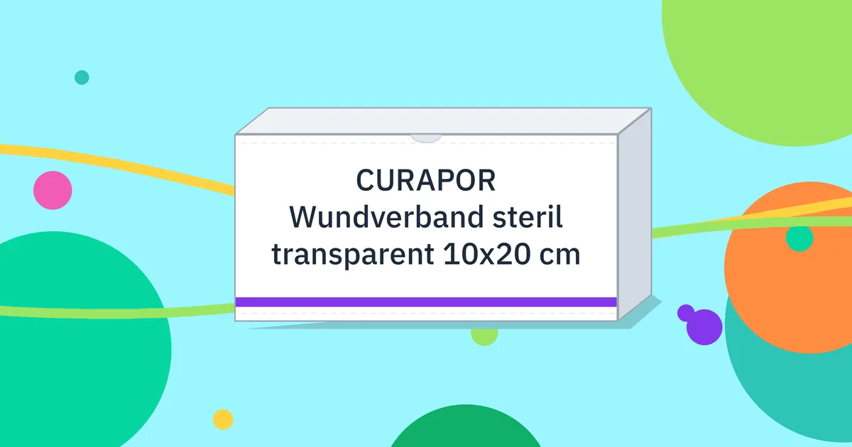 Symbolbild: Packung mit der Aufschrift CURAPOR Wundverband steril transparent 10x20 cm (PZN 17433737) – Verfügbarkeit und Bezug in Apotheken in Frankfurt am Main