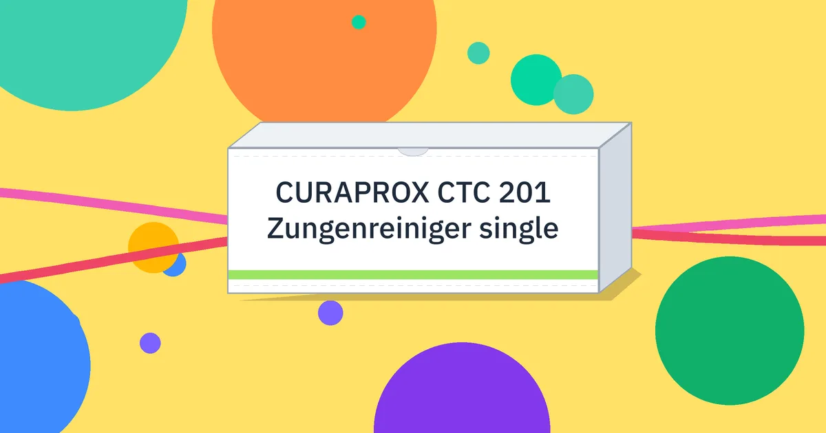 Symbolbild: Packung mit der Aufschrift CURAPROX CTC 201 Zungenreiniger single (PZN 05013958) – Verfügbarkeit und Bezug in Apotheken in Frankfurt am Main