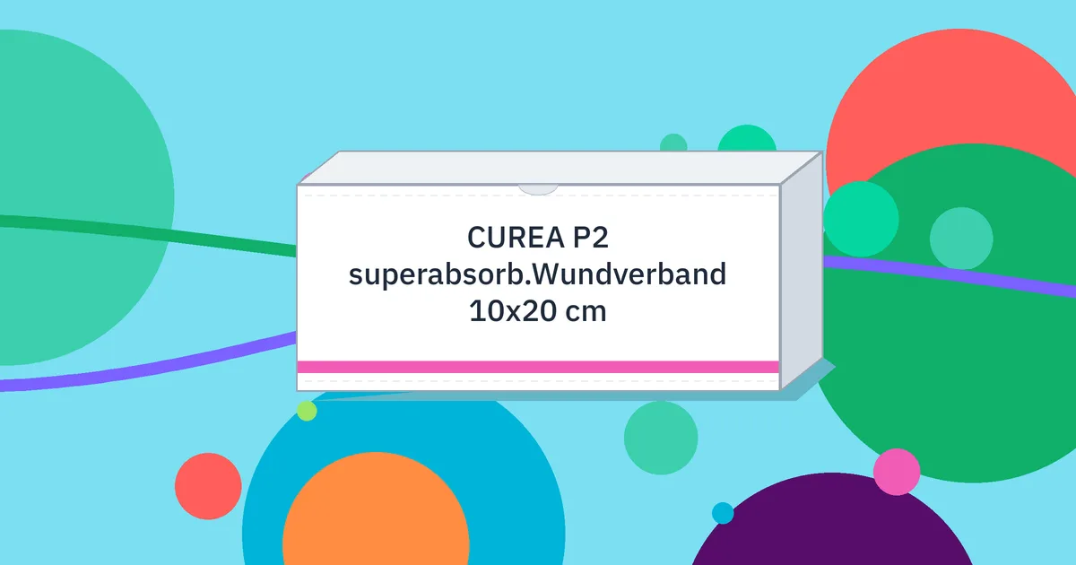 Symbolbild: Packung mit der Aufschrift CUREA P2 superabsorb.Wundverband 10x20 cm (PZN 16005755) – Verfügbarkeit und Bezug in Apotheken in Frankfurt am Main