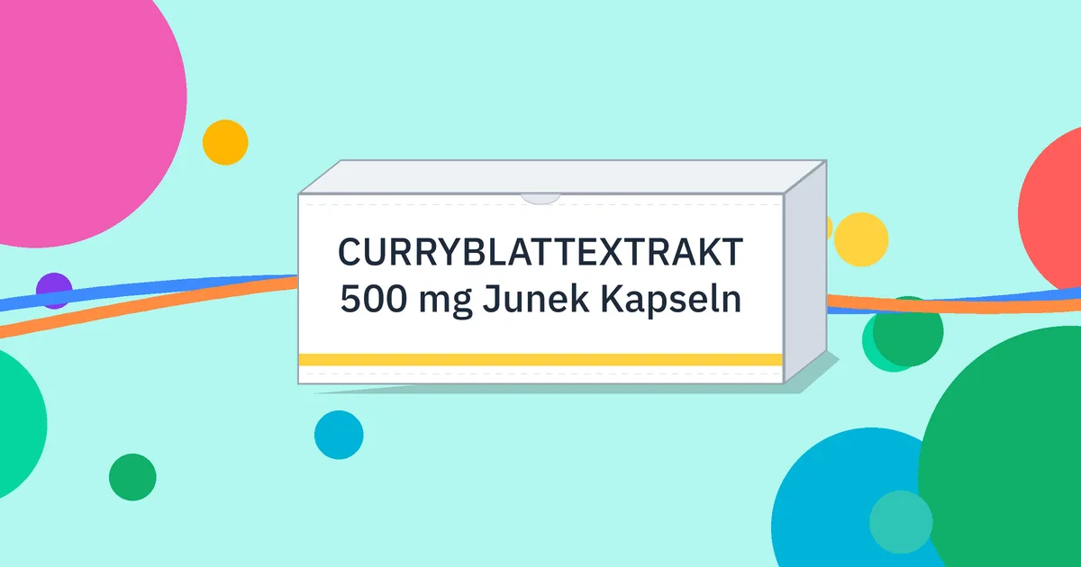 Symbolbild: Packung mit der Aufschrift CURRYBLATTEXTRAKT 500 mg Junek Kapseln (PZN 11147002) – Verfügbarkeit und Bezug in Apotheken in Frankfurt am Main