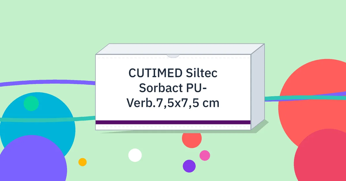 Symbolbild: Packung mit der Aufschrift CUTIMED Siltec Sorbact PU-Verb.7,5x7,5 cm (PZN 20544877) – Verfügbarkeit und Bezug in Apotheken in Frankfurt am Main