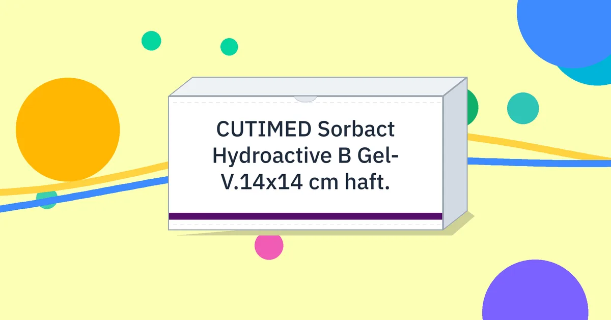 Symbolbild: Packung mit der Aufschrift CUTIMED Sorbact Hydroactive B Gel-V.14x14 cm haft. (PZN 16595739) – Verfügbarkeit und Bezug in Apotheken in Frankfurt am Main