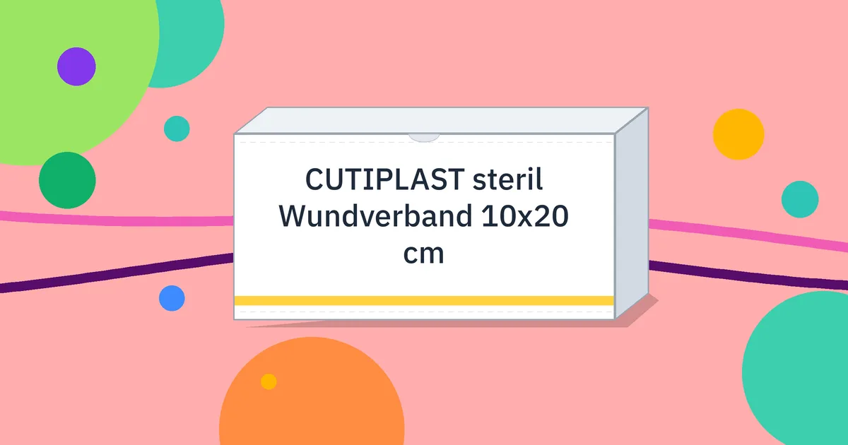 Symbolbild: Packung mit der Aufschrift CUTIPLAST steril Wundverband 10x20 cm (PZN 14329755) – Verfügbarkeit und Bezug in Apotheken in Frankfurt am Main