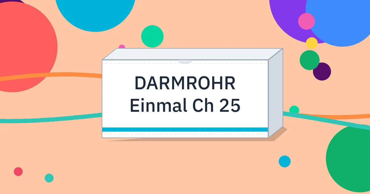 Symbolbild: Packung mit der Aufschrift DARMROHR Einmal Ch 25 (PZN 01961925) – Verfügbarkeit und Bezug in Apotheken in Frankfurt am Main