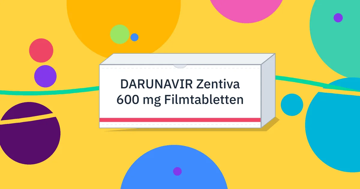 Symbolbild: Packung mit der Aufschrift DARUNAVIR Zentiva 600 mg Filmtabletten (PZN 14313607) – Verfügbarkeit und Bezug in Apotheken in Frankfurt am Main