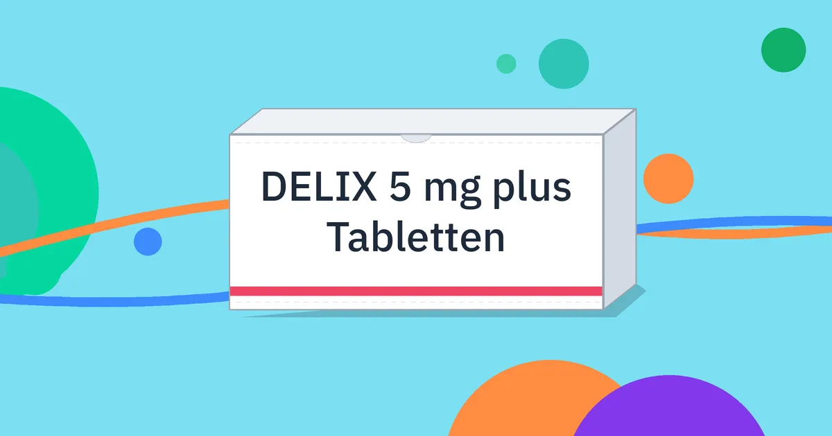 Symbolbild: Packung mit der Aufschrift DELIX 5 mg plus Tabletten (PZN 04679342) – Verfügbarkeit und Bezug in Apotheken in Frankfurt am Main