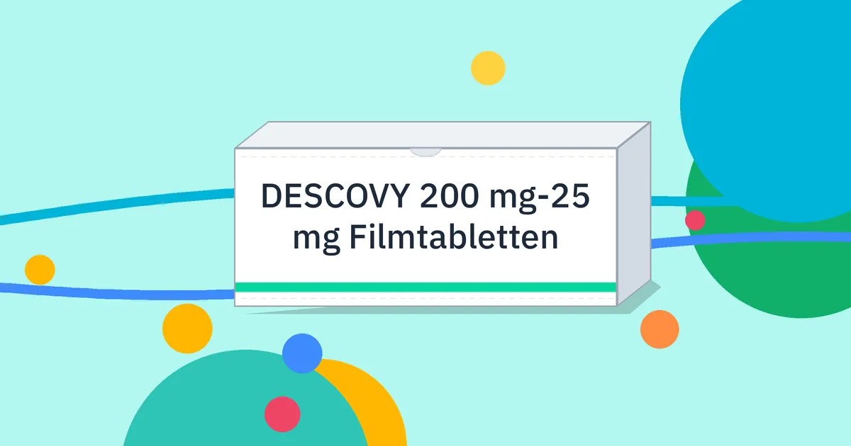 Symbolbild: Packung mit der Aufschrift DESCOVY 200 mg-25 mg Filmtabletten (PZN 11727403) – Verfügbarkeit und Bezug in Apotheken in Frankfurt am Main