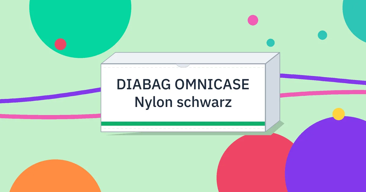 Symbolbild: Packung mit der Aufschrift DIABAG OMNICASE Nylon schwarz (PZN 14269119) – Verfügbarkeit und Bezug in Apotheken in Frankfurt am Main