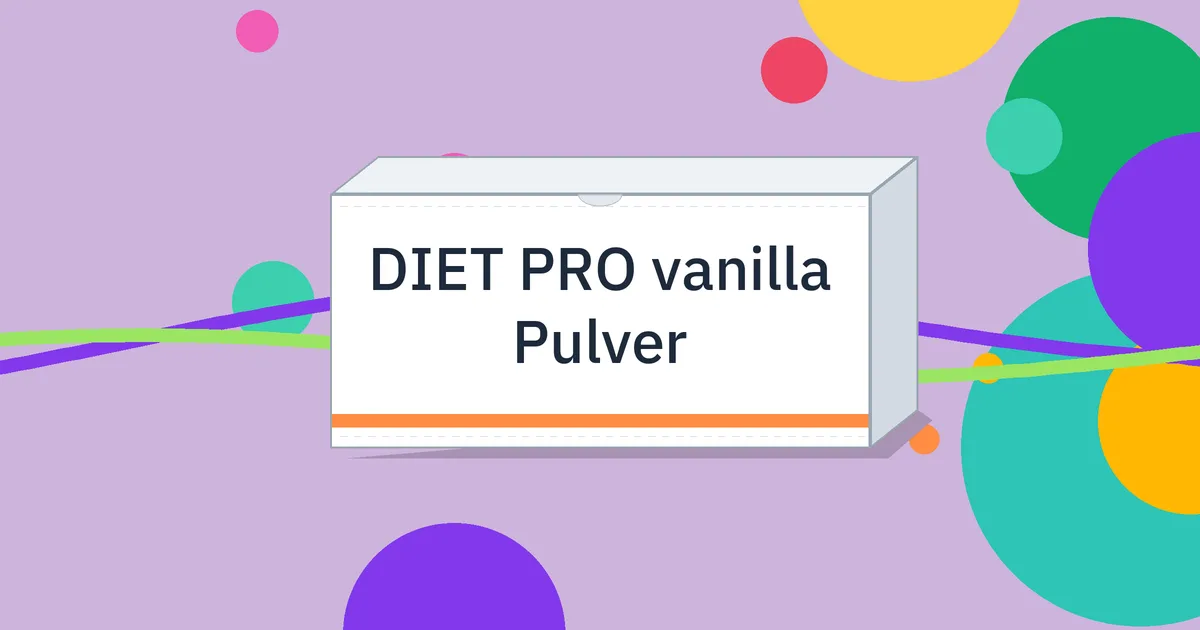 Symbolbild: Packung mit der Aufschrift DIET PRO vanilla Pulver (PZN 00351679) – Verfügbarkeit und Bezug in Apotheken in Frankfurt am Main
