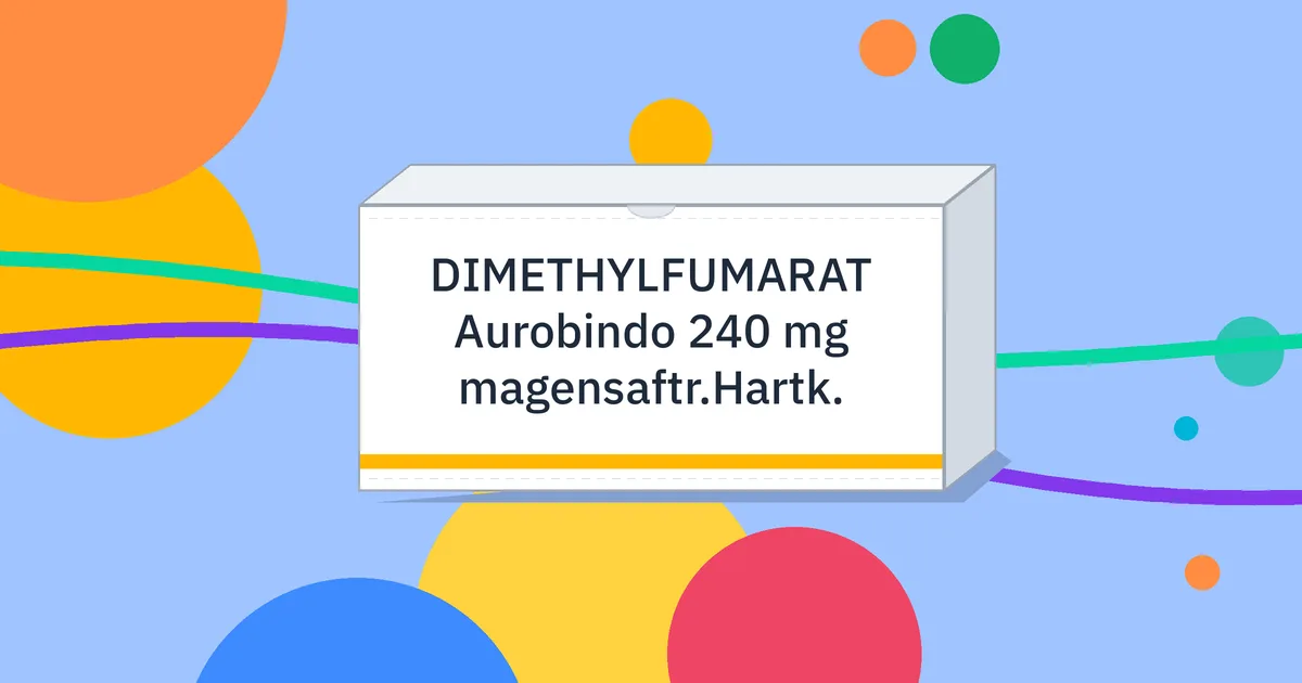 Symbolbild: Packung mit der Aufschrift DIMETHYLFUMARAT Aurobindo 240 mg magensaftr.Hartk. (PZN 20094285) – Verfügbarkeit und Bezug in Apotheken in Frankfurt am Main