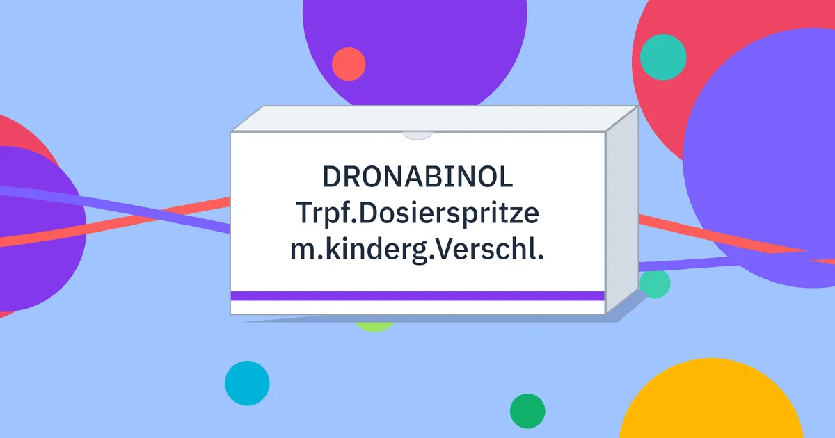 Symbolbild: Packung mit der Aufschrift DRONABINOL Trpf.Dosierspritze m.kinderg.Verschl. (PZN 16129575) – Verfügbarkeit und Bezug in Apotheken in Frankfurt am Main