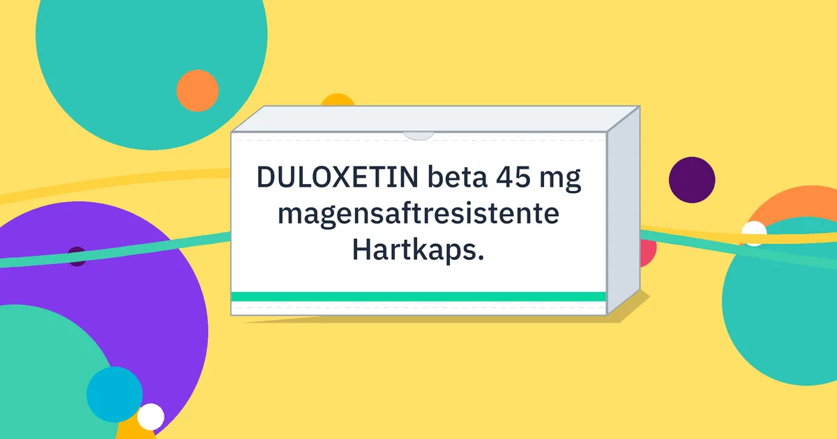 Symbolbild: Packung mit der Aufschrift DULOXETIN beta 45 mg magensaftresistente Hartkaps. (PZN 05973150) – Verfügbarkeit und Bezug in Apotheken in Frankfurt am Main