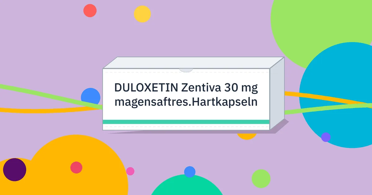 Symbolbild: Packung mit der Aufschrift DULOXETIN Zentiva 30 mg magensaftres.Hartkapseln (PZN 16893885) – Verfügbarkeit und Bezug in Apotheken in Frankfurt am Main