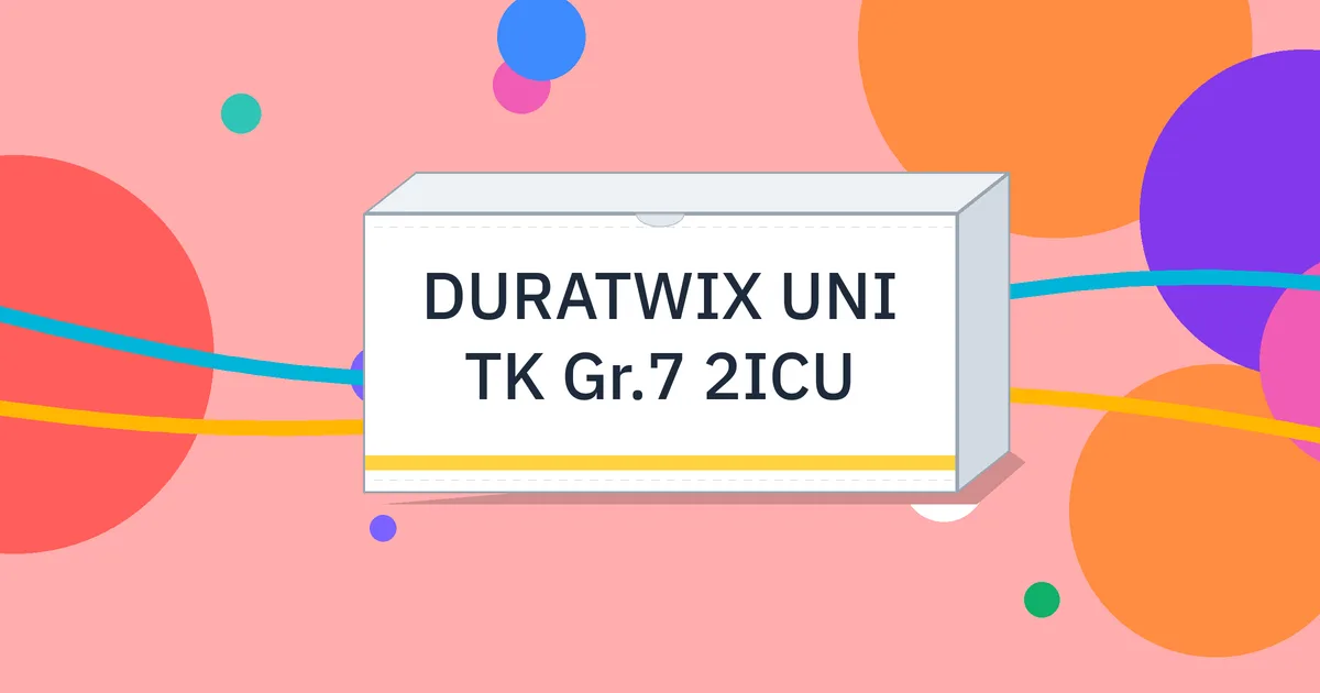 Symbolbild: Packung mit der Aufschrift DURATWIX UNI TK Gr.7 2ICU (PZN 19788054) – Verfügbarkeit und Bezug in Apotheken in Frankfurt am Main