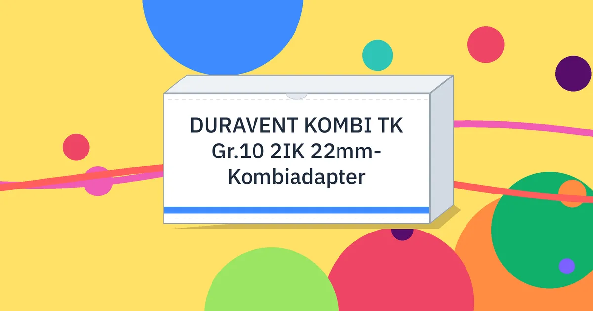Symbolbild: Packung mit der Aufschrift DURAVENT KOMBI TK Gr.10 2IK 22mm-Kombiadapter (PZN 04461028) – Verfügbarkeit und Bezug in Apotheken in Frankfurt am Main