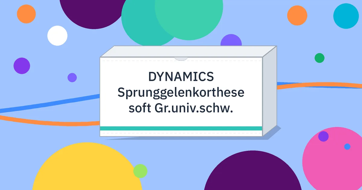 Symbolbild: Packung mit der Aufschrift DYNAMICS Sprunggelenkorthese soft Gr.univ.schw. (PZN 10635685) – Verfügbarkeit und Bezug in Apotheken in Frankfurt am Main