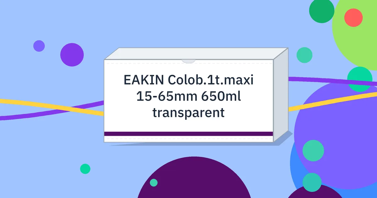 Symbolbild: Packung mit der Aufschrift EAKIN Colob.1t.maxi 15-65mm 650ml transparent (PZN 09642177) – Verfügbarkeit und Bezug in Apotheken in Frankfurt am Main