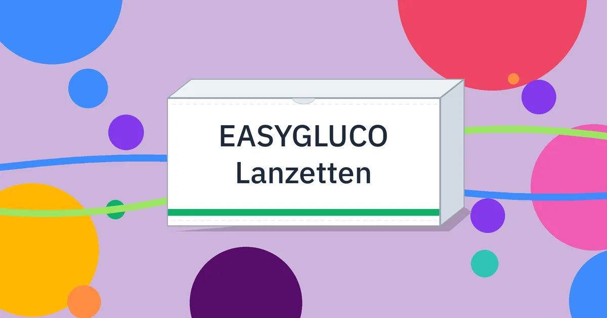 Symbolbild: Packung mit der Aufschrift EASYGLUCO Lanzetten (PZN 01055888) – Verfügbarkeit und Bezug in Apotheken in Frankfurt am Main