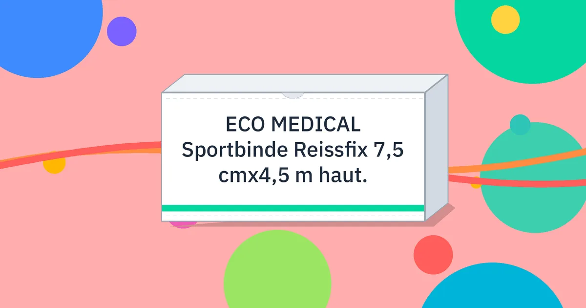 Symbolbild: Packung mit der Aufschrift ECO MEDICAL Sportbinde Reissfix 7,5 cmx4,5 m haut. (PZN 00881199) – Verfügbarkeit und Bezug in Apotheken in Frankfurt am Main