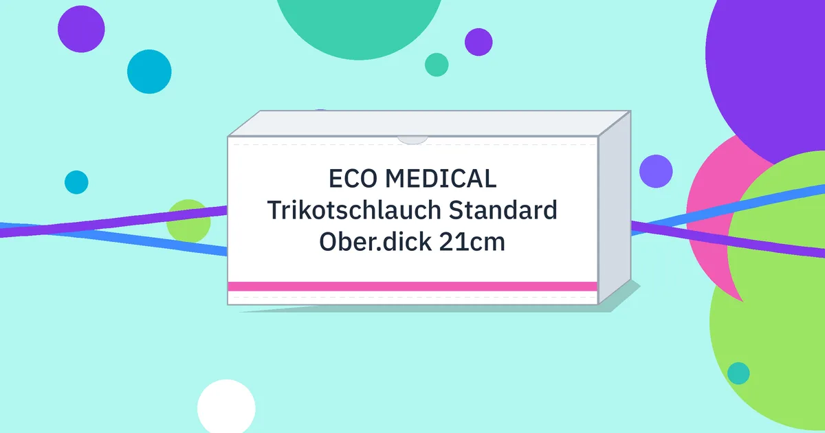 Symbolbild: Packung mit der Aufschrift ECO MEDICAL Trikotschlauch Standard Ober.dick 21cm (PZN 08644671) – Verfügbarkeit und Bezug in Apotheken in Frankfurt am Main