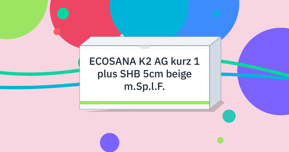 Symbolbild: Packung mit der Aufschrift ECOSANA K2 AG kurz 1 plus SHB 5cm beige m.Sp.l.F. (PZN 10955591) – Verfügbarkeit und Bezug in Apotheken in Frankfurt am Main