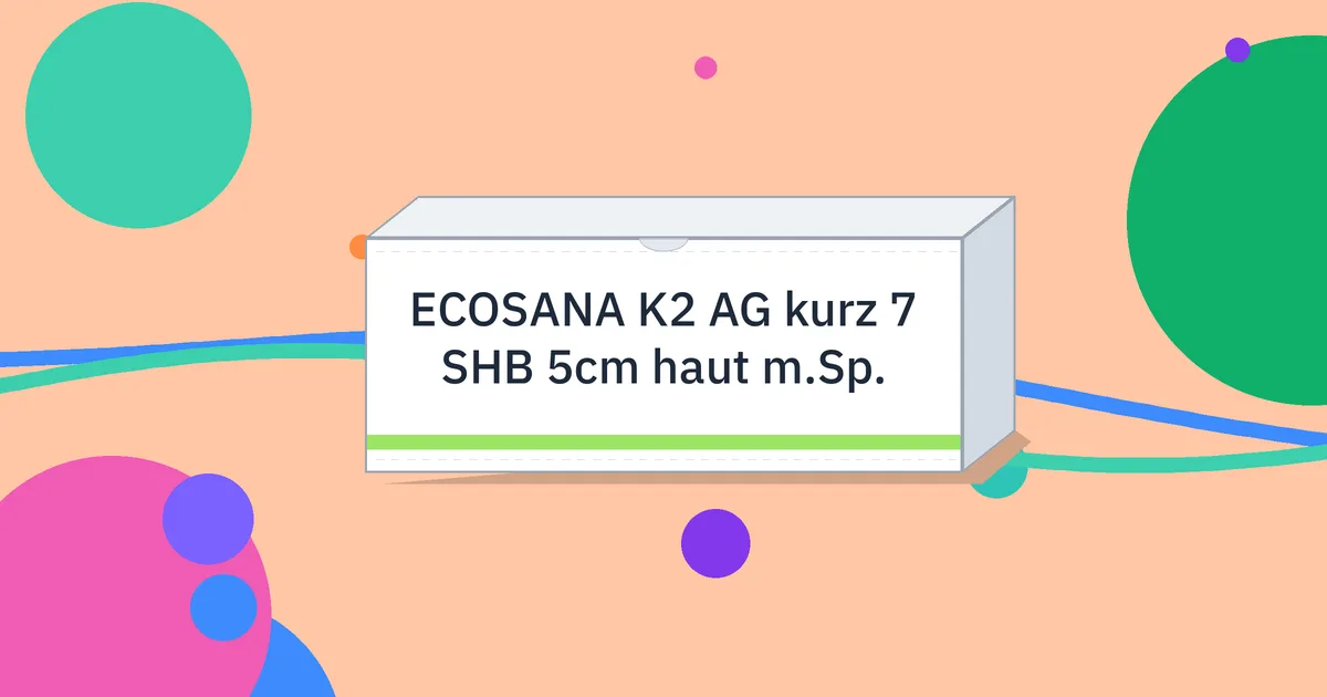 Symbolbild: Packung mit der Aufschrift ECOSANA K2 AG kurz 7 SHB 5cm haut m.Sp. (PZN 01533891) – Verfügbarkeit und Bezug in Apotheken in Frankfurt am Main