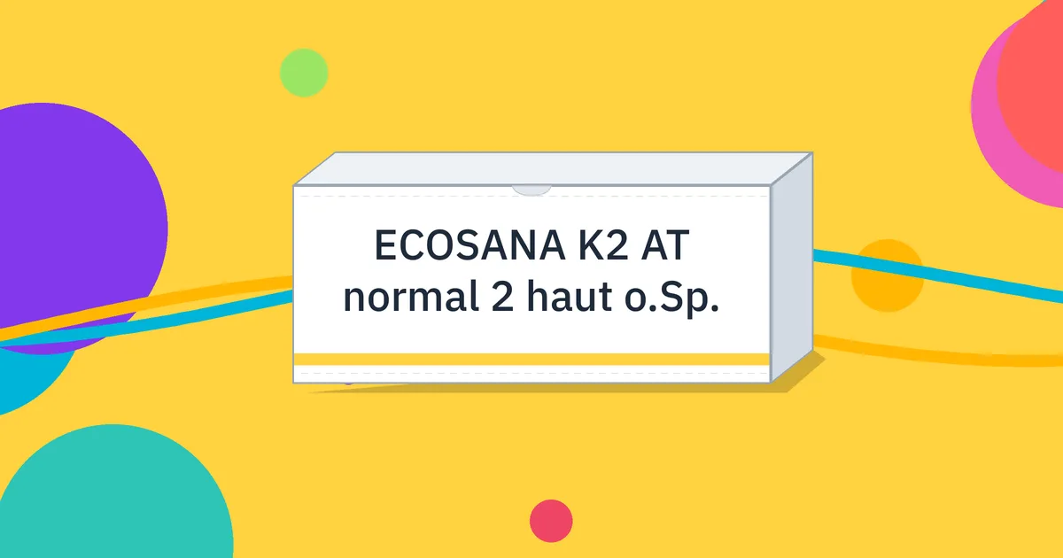 Symbolbild: Packung mit der Aufschrift ECOSANA K2 AT normal 2 haut o.Sp. (PZN 01552339) – Verfügbarkeit und Bezug in Apotheken in Frankfurt am Main