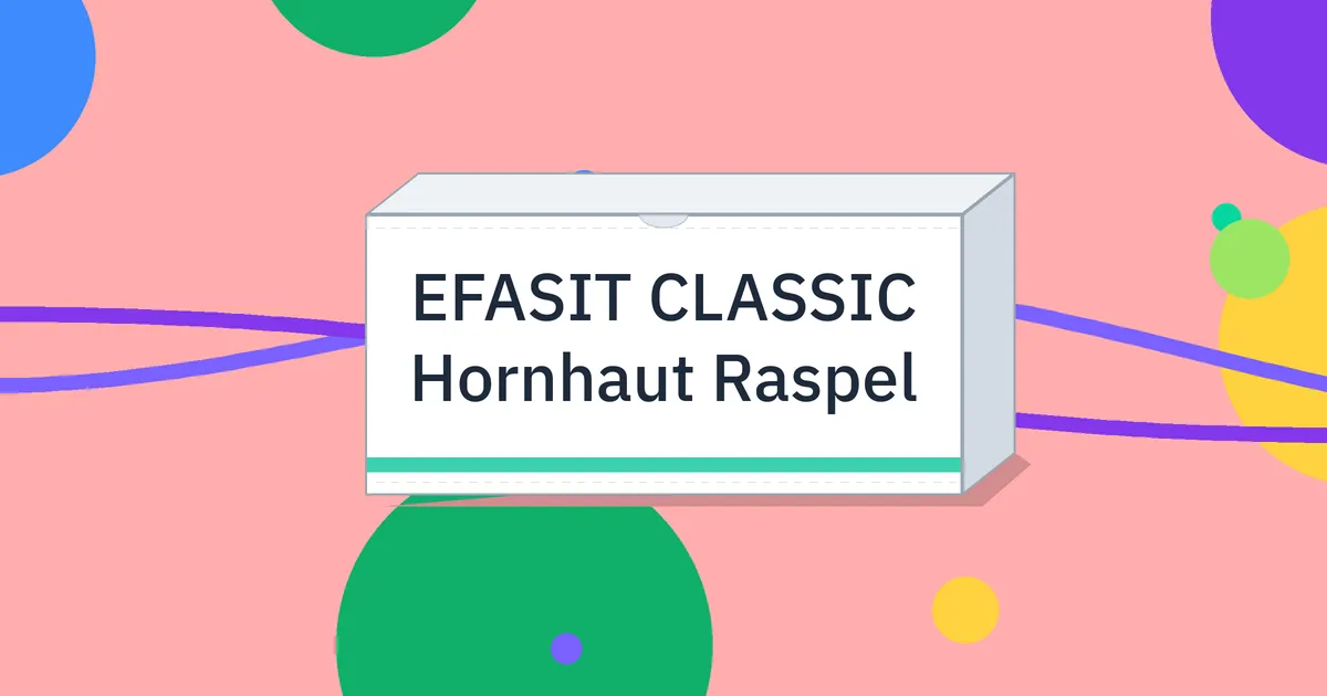 Symbolbild: Packung mit der Aufschrift EFASIT CLASSIC Hornhaut Raspel (PZN 10708823) – Verfügbarkeit und Bezug in Apotheken in Frankfurt am Main